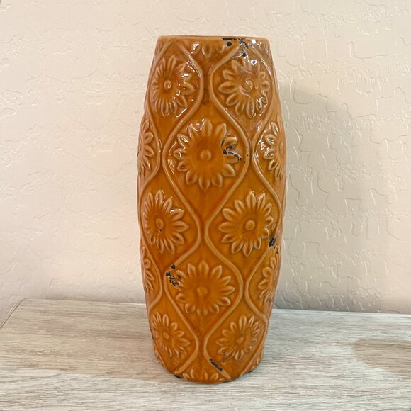 Accents | Rusty Orange Vase Distressed Pottery Tall Flowers Unique ...